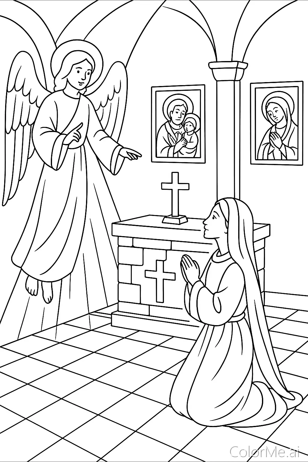 Free angel visits mary coloring pages generator – 20 angel visits mary ...