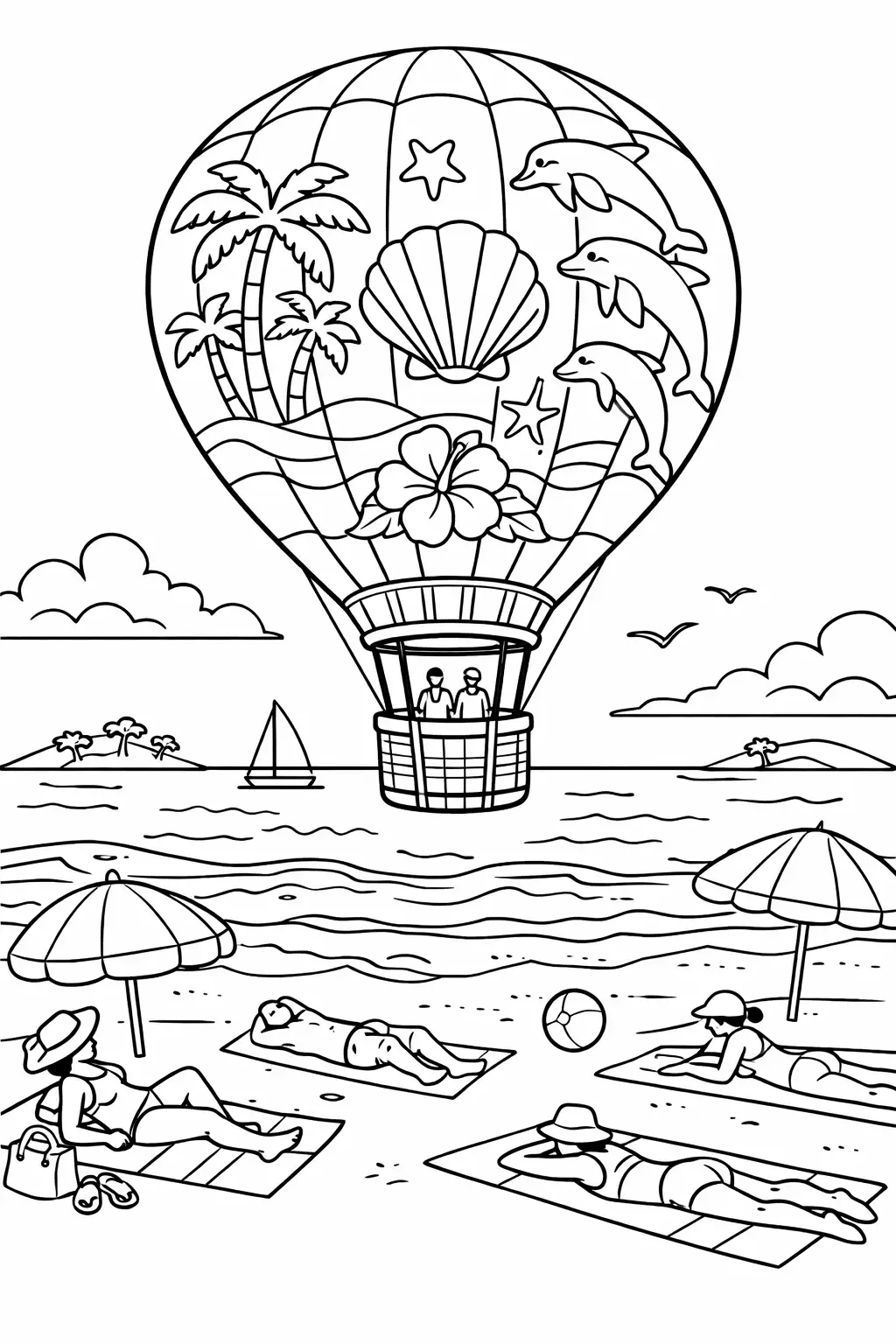 Free hot air balloon coloring page generator – 20 hot air balloon ...