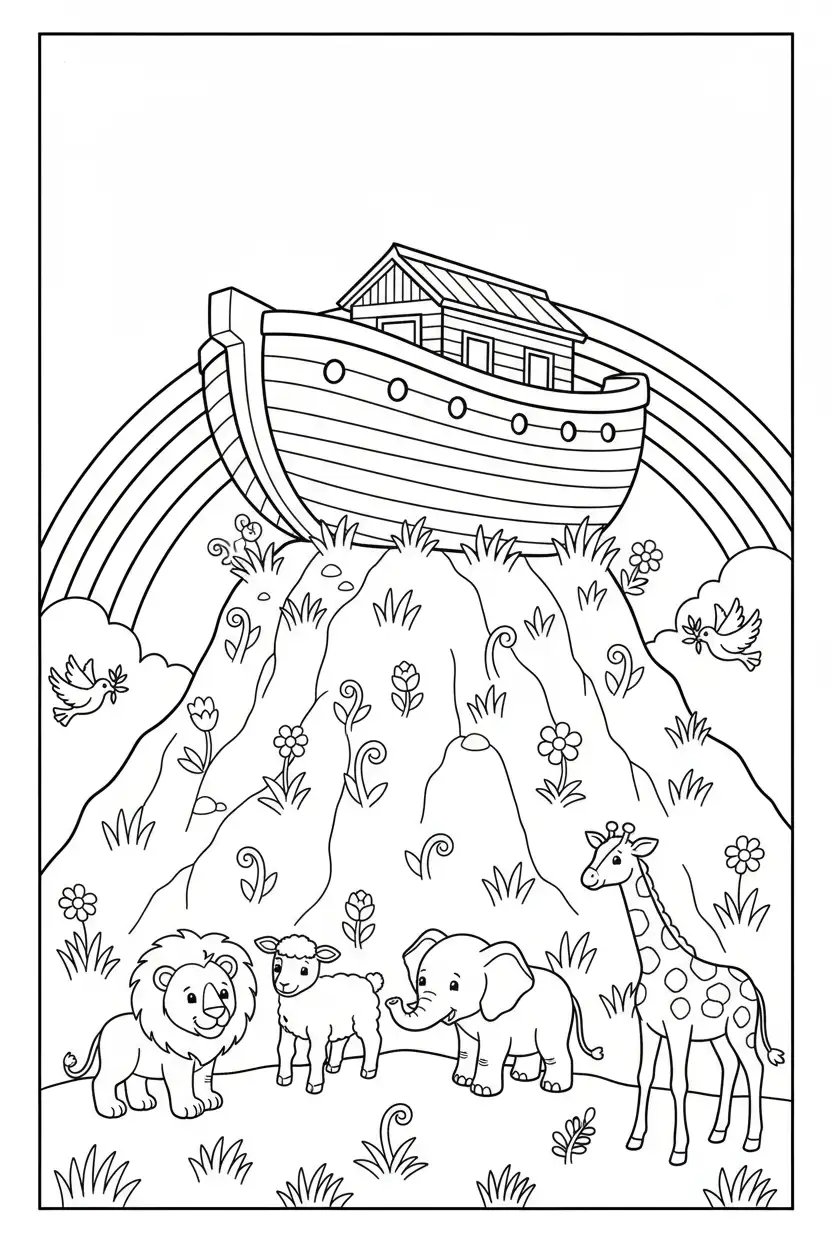 Free noahs ark coloring page generator – 20 noahs ark coloring page to ...