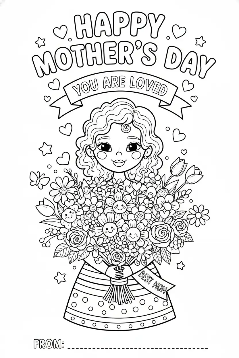 Free happy mother's day coloring page generator – 17 happy mother's day ...