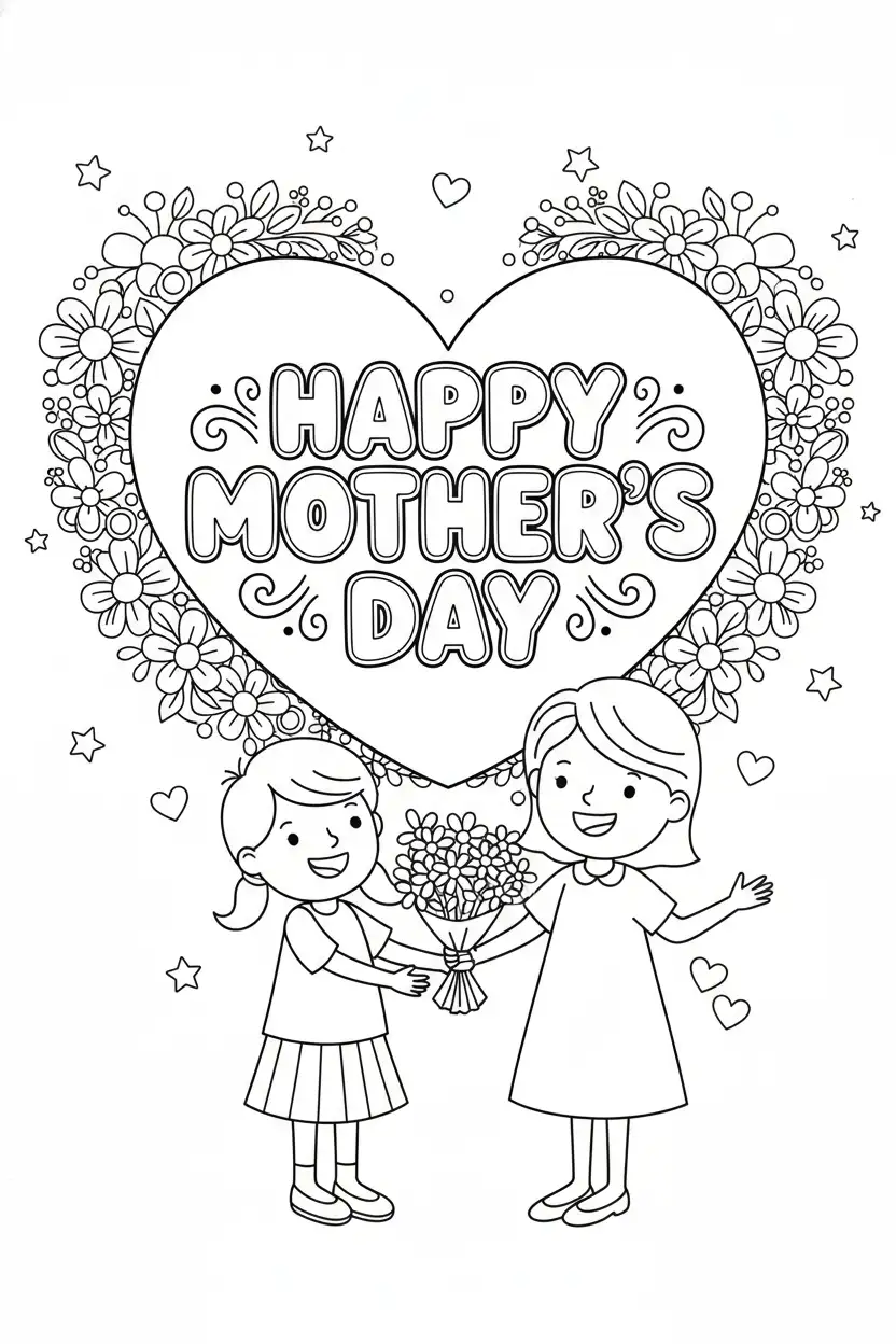 Free happy mother's day coloring page generator – 17 happy mother's day ...