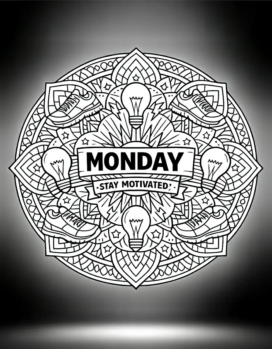 Free monday mandala coloring pages generator – 20 monday mandala ...
