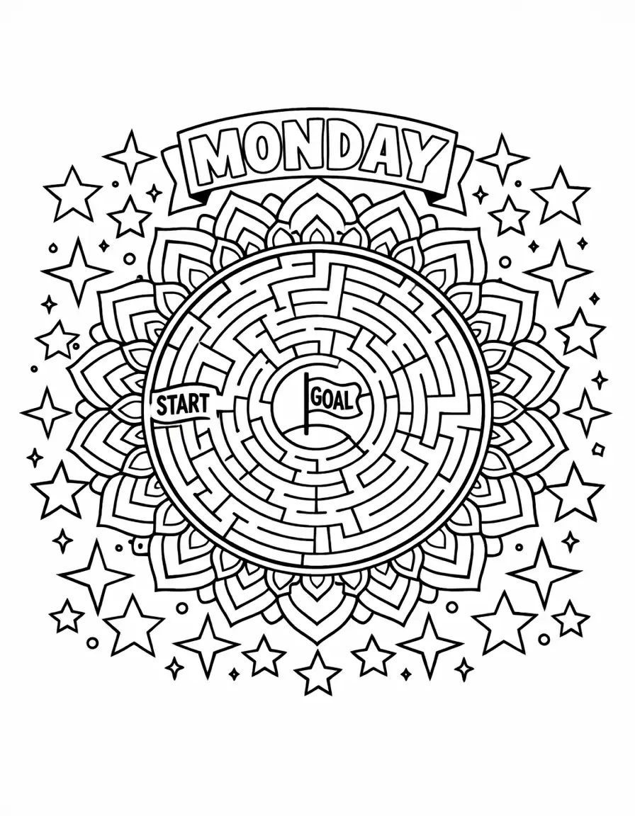 Free monday mandala coloring pages generator – 20 monday mandala ...