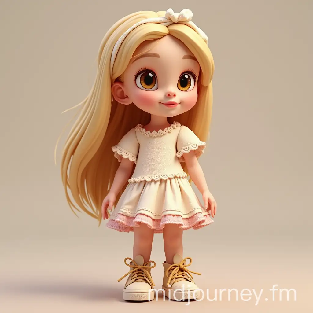 Cartoon Little Girl With Blonde Hair