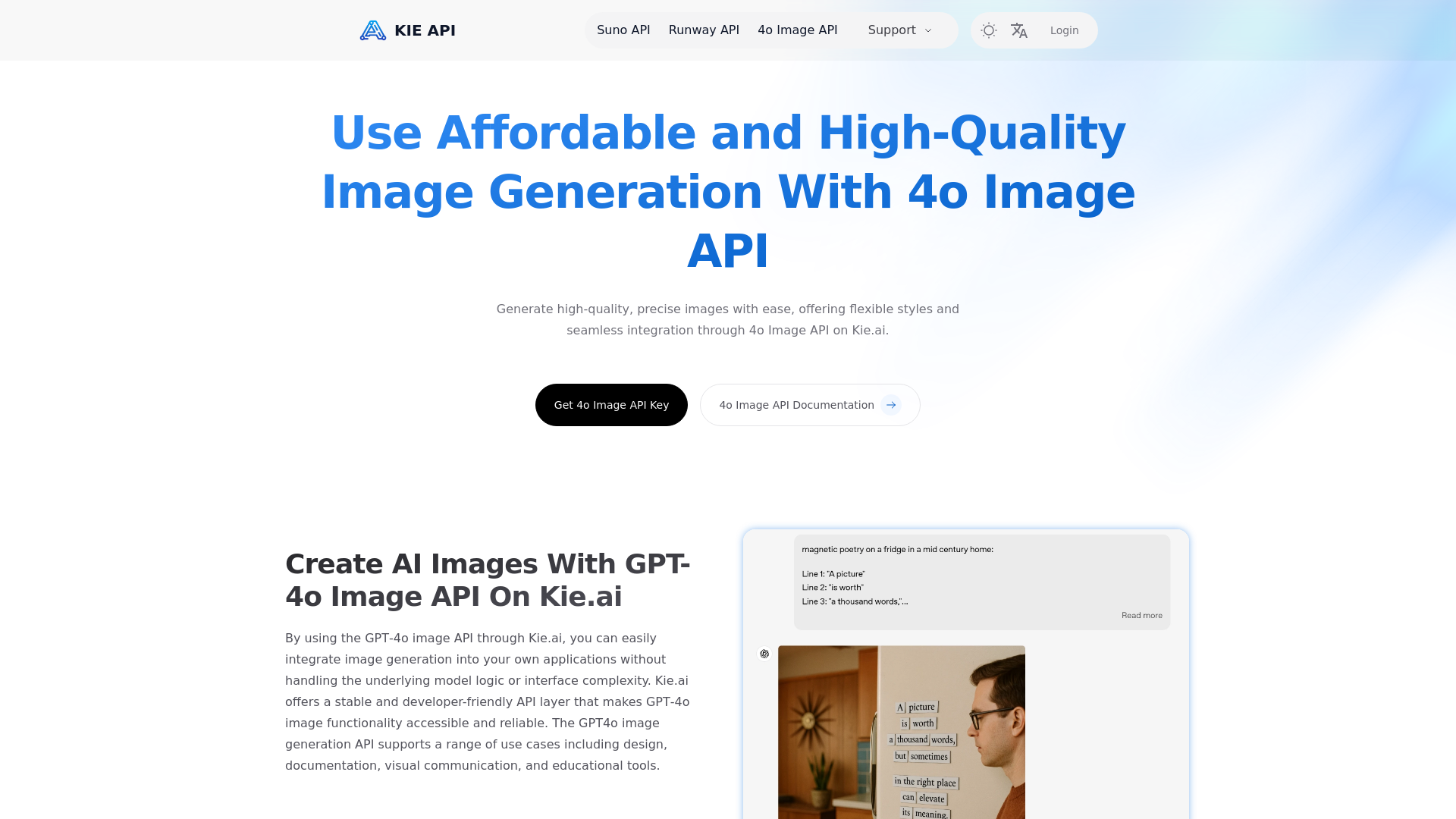 4o image API-Generación de imágenes AI precisa y flexible en segundos.